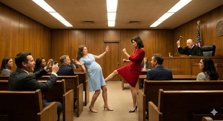 UNAWARE HIS PREGNANT WIFE'S FATHER OWNS THE COURT, MISTRESS KICKS WIFE WHILE HUSBAND LAUGHS ...